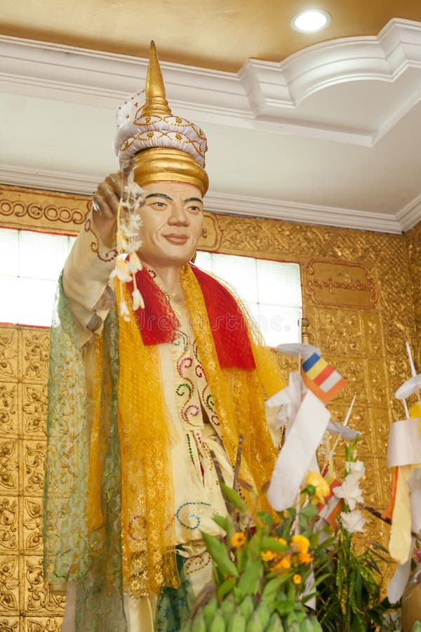 Statue Man Pointing The Way In Myanmar Stock Photo - Image of gold ...