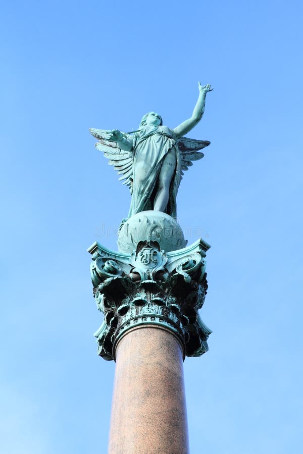 Statue on marble column stock image. Image of angel, memorial - 68889991