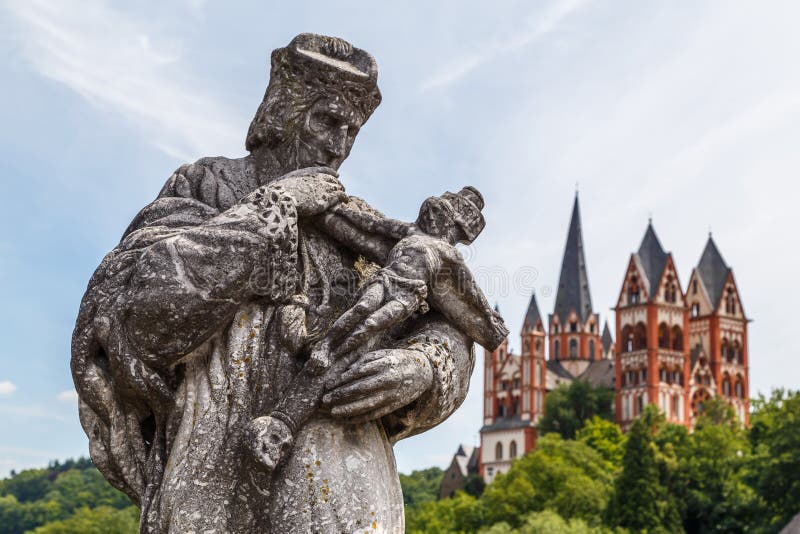 Statue on the Medieval Bridge in Limburg Town, Germany Editorial Photo ...