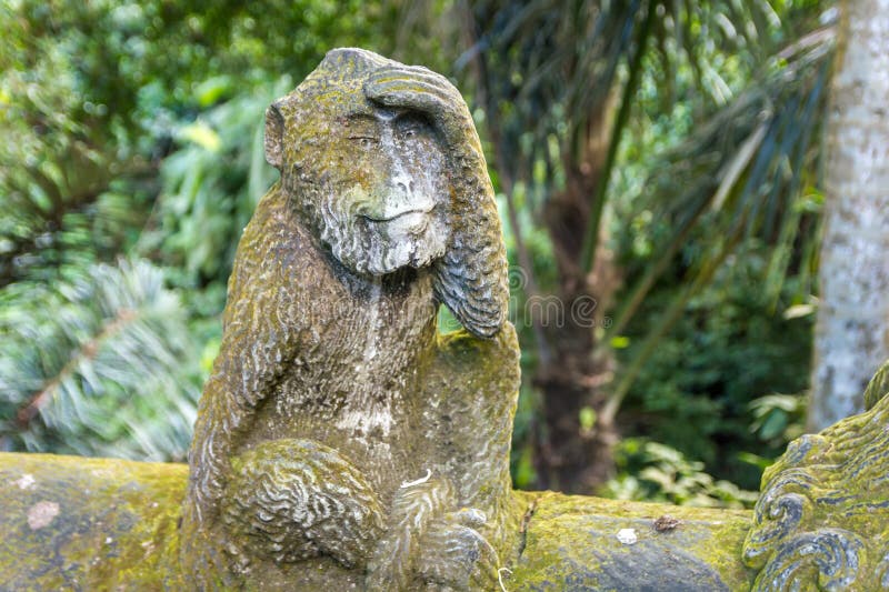 Statue in the Monkey Forest in Bali Stock Image - Image of decoration ...