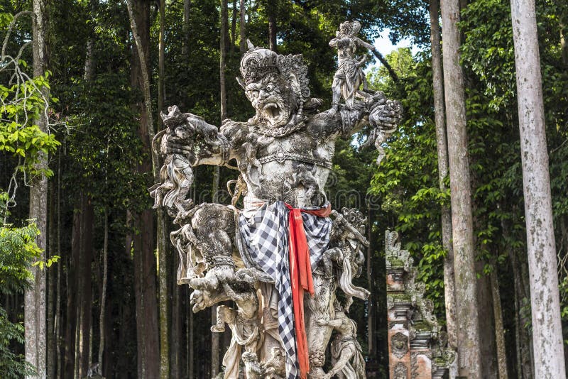 Statue in Monkey Forest on Bali Stock Image - Image of hinduism, bali ...