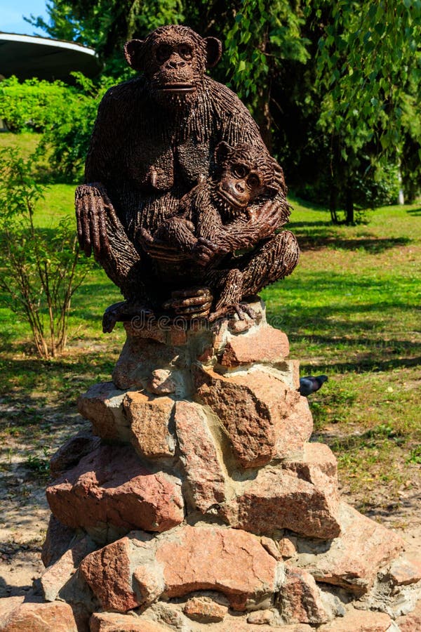 Statue of Monkey in Kiev Zoo, Ukraine Stock Photo - Image of europe ...