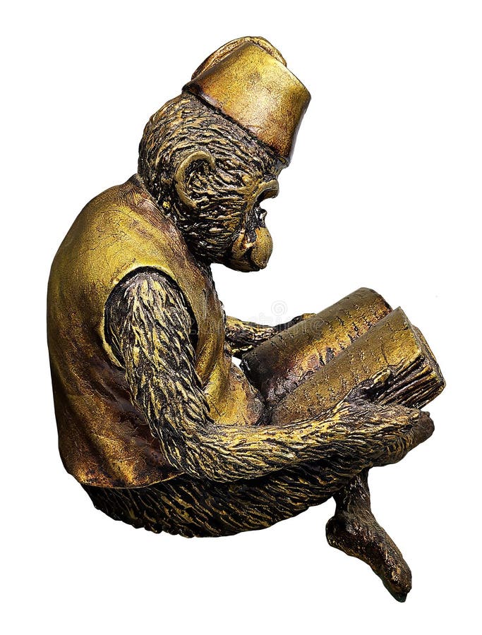 Monkey Reading stock image. Image of antique, brass - 340271703
