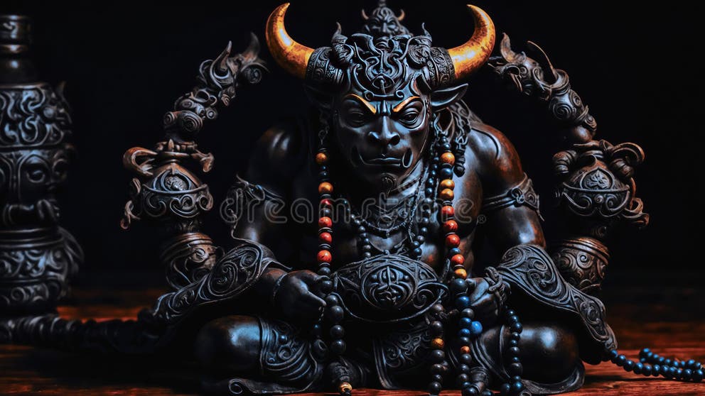 Mythological Horned Creature Statue Stock Illustration - Illustration ...