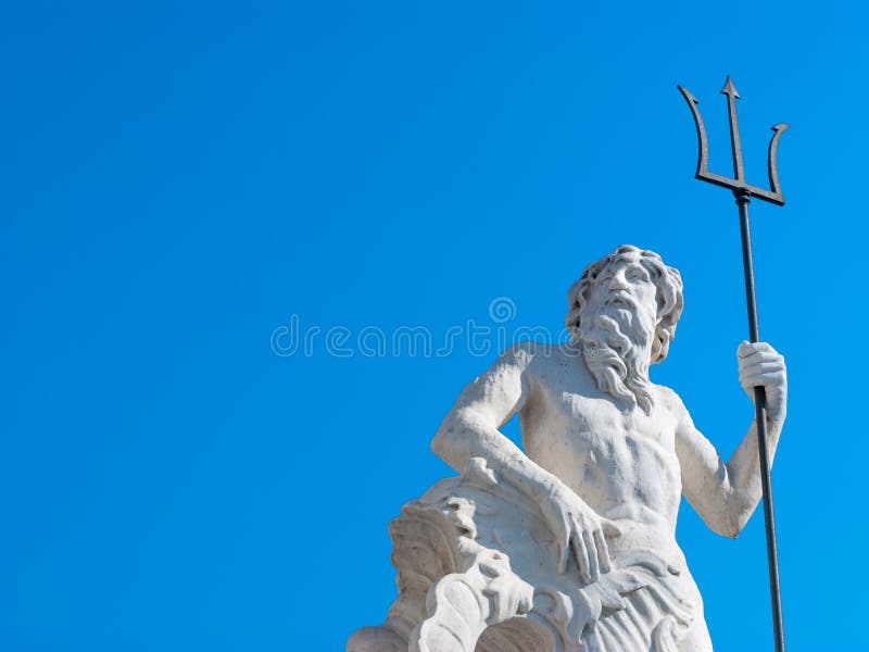 Statue of Neptune with Trident Stock Image - Image of sculpture, white ...