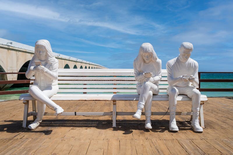 Statue Next To the Pier at Progreso, a Popular Beach Town Near Merida ...