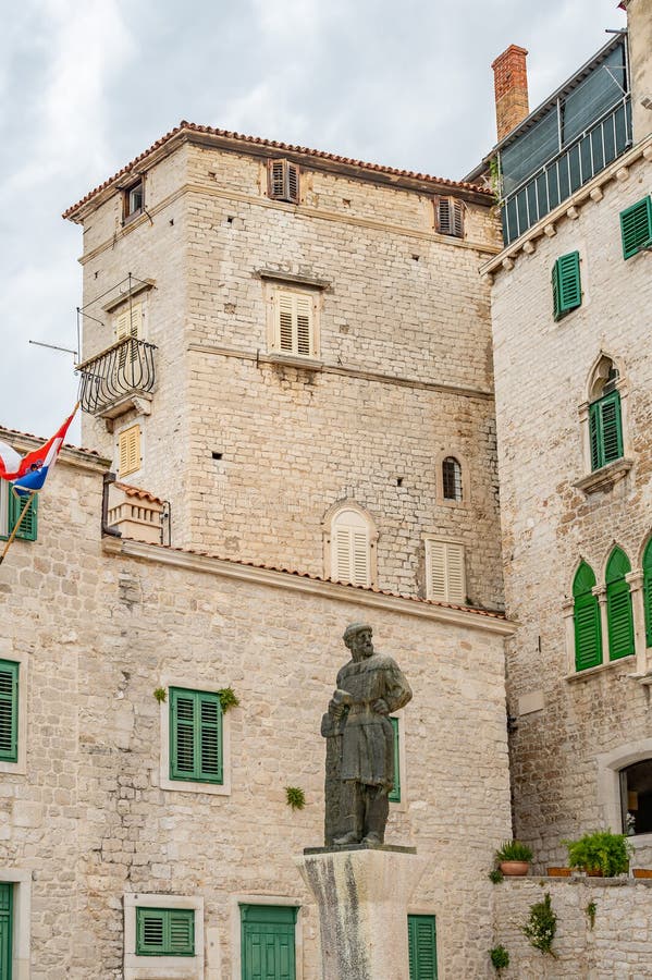 Statue in the Old Town of Sibenik Stock Photo - Image of architecture ...