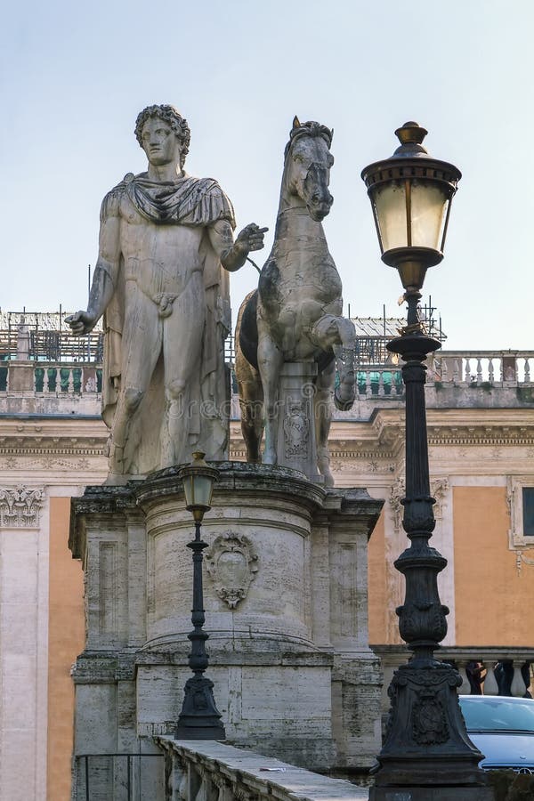 Dioscuri statue in Rome stock image. Image of horse - 107055653