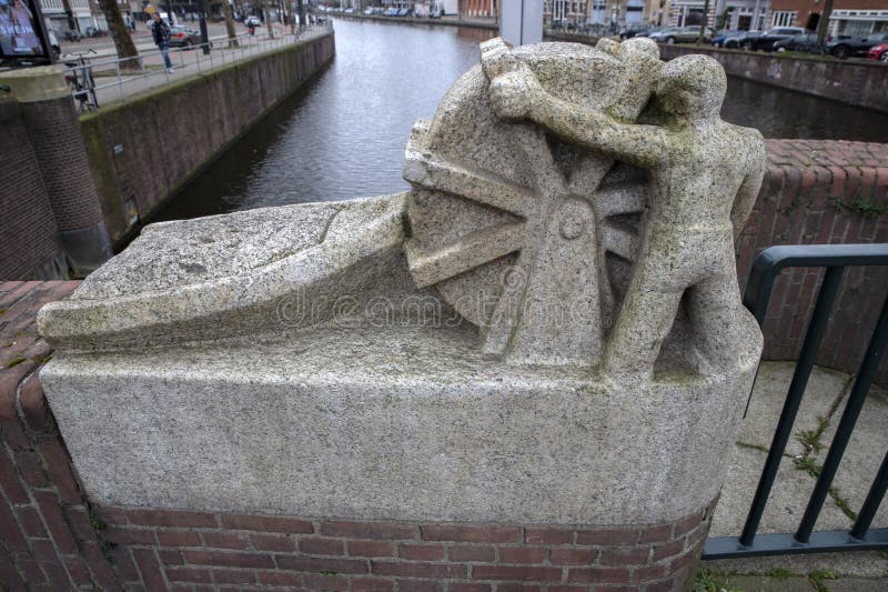 Statue on the Overtoomse Sluice Bridge at Amsterdam the Netherlands 29 ...