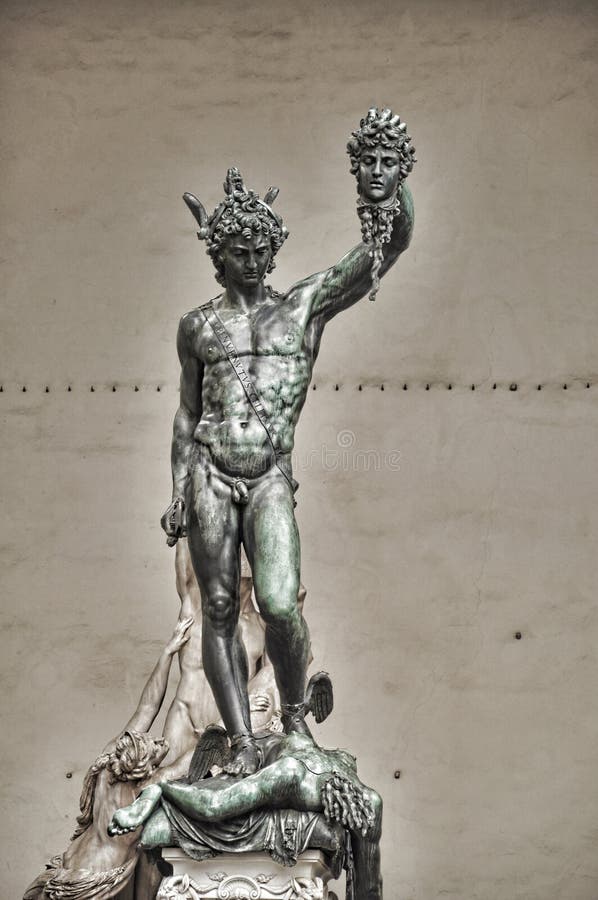 Statue of Perseus with Head in Hand. Florence. Italy. Stock Photo ...