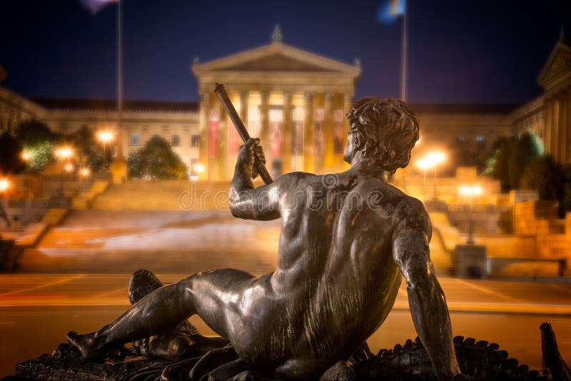 Statue with Philadelphia Museum of Art Editorial Photography - Image of ...