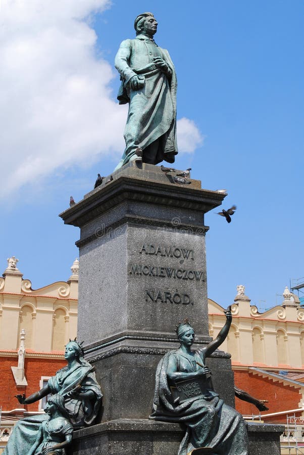 Statue of the Polish Poet Adam Mickiewicz Stock Image - Image of cracow ...