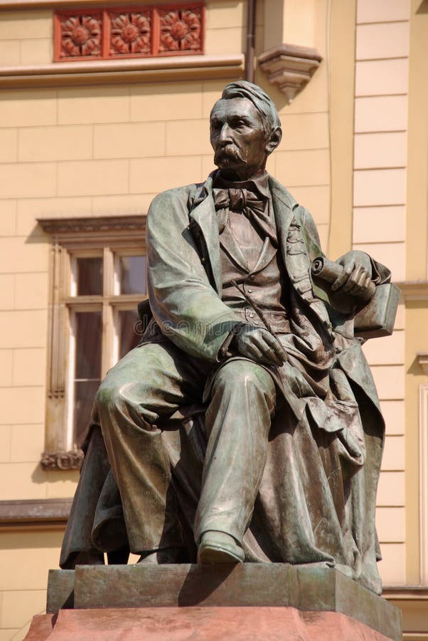 Statue of a Polish Poet in Wroclaw Stock Image - Image of attraction ...