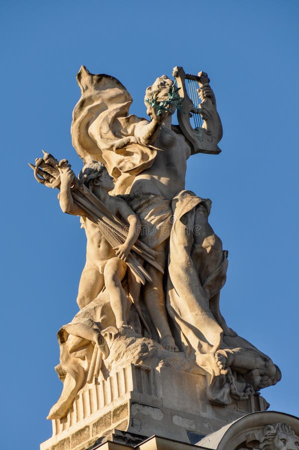 Statue on Pont Alexandre III, Paris, France Stock Image - Image of ...