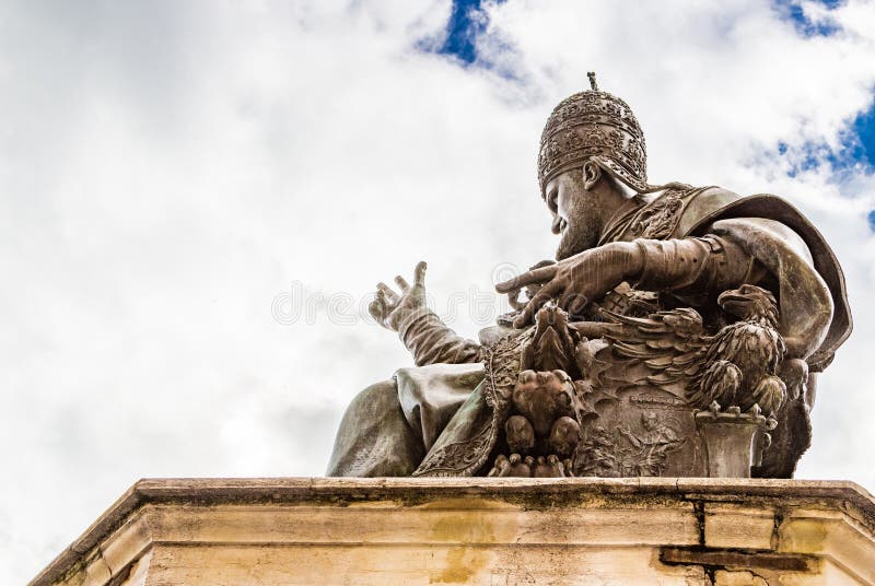 Statue of Pope Raises His Hand in Blessing Stock Photo - Image of ...