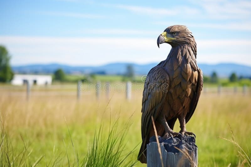 A Statue of a Predator Bird in a Field Stock Image - Image of bird ...