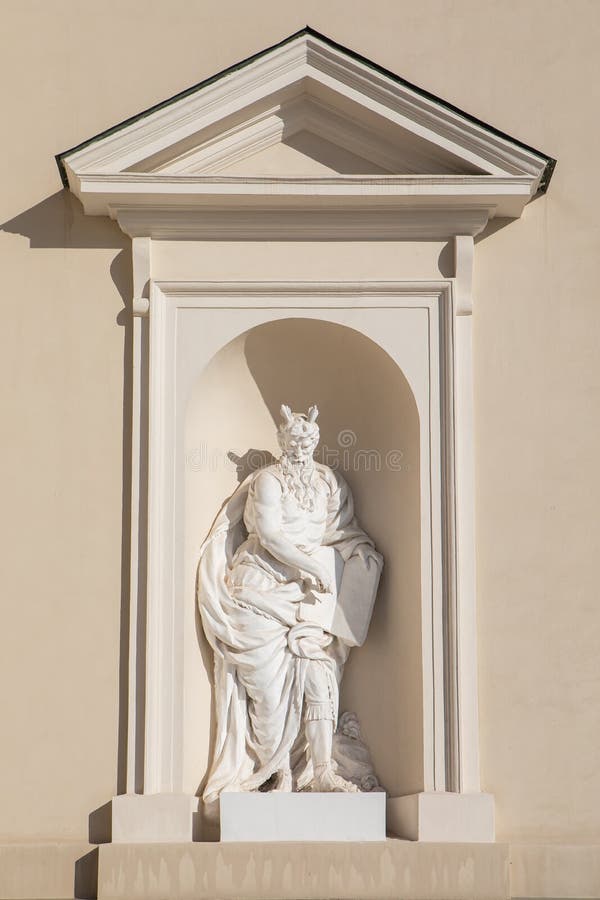 Statue of Prophet Moses on the Wall of Vilnius Cathedral Stock Photo ...