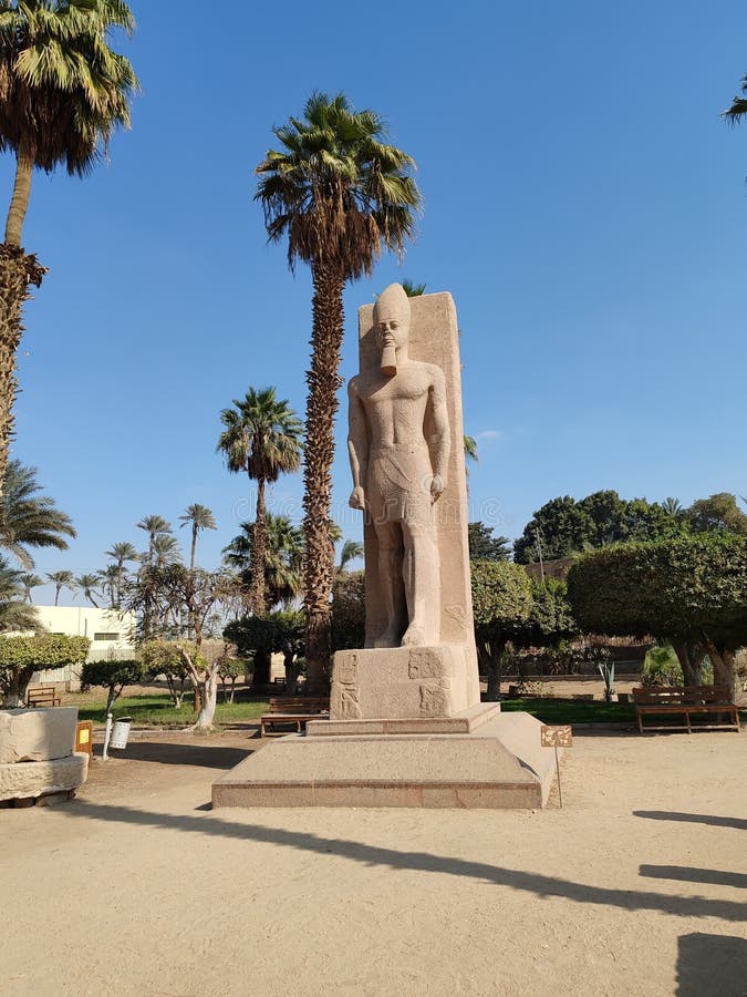 Statue of Ramses II. Memphis Stock Image - Image of landmark, tree ...