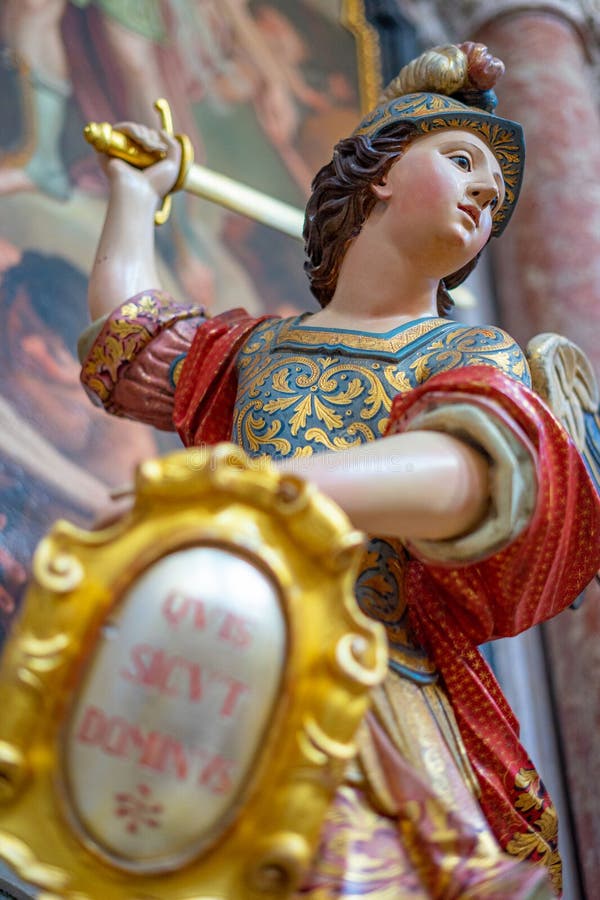Statue Representing Archangel Saint Michael Inside a Church in Lisbon ...