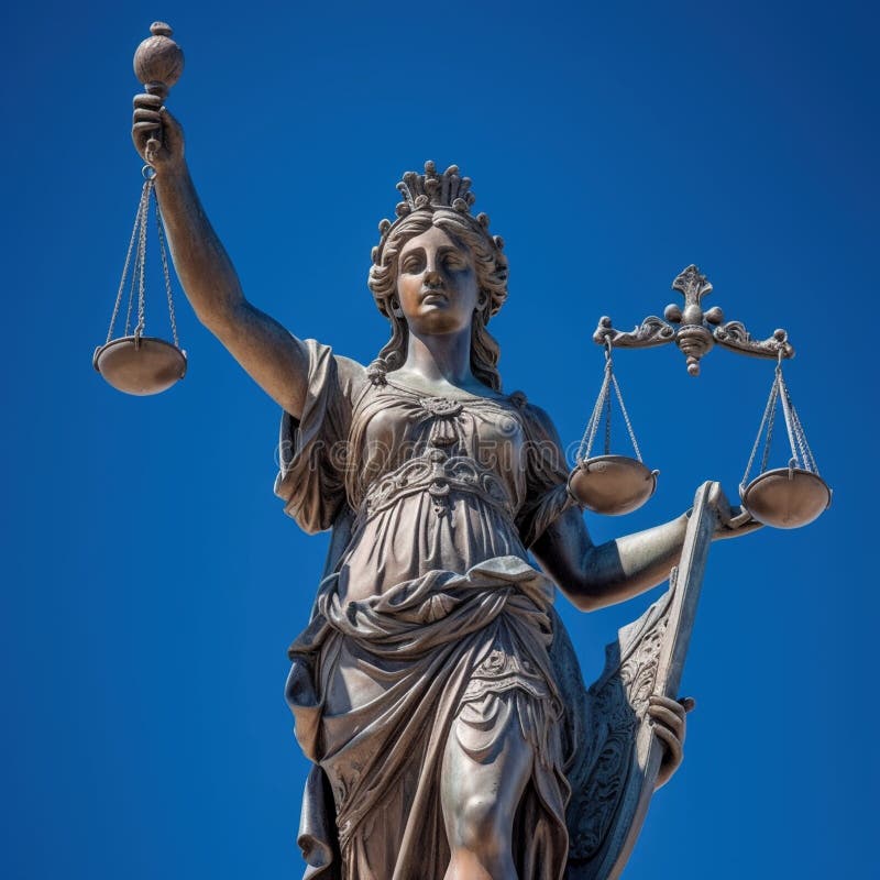 Statue Representing Justice Under Blue Sky, Created with Generative AI ...