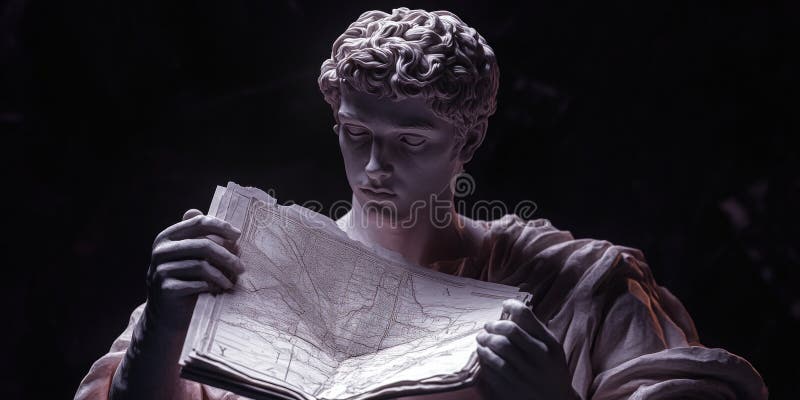 A Classical Statue Holding an Ancient Book. the Stone Figure Evokes a ...