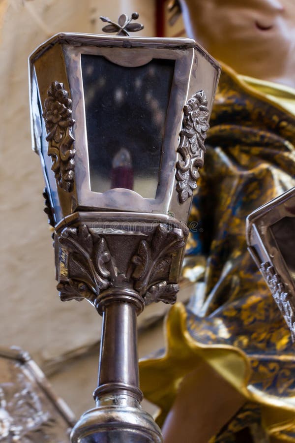 Statue of the Risen Christ with a White Tunic and a Cross Cane Stock ...
