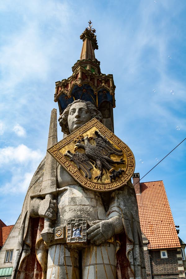 The Statue of Roland in Bremen Stock Image - Image of front, germany ...
