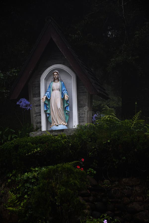 Statue of Sacred Mother Maria is in a Garden. Stock Image - Image of ...