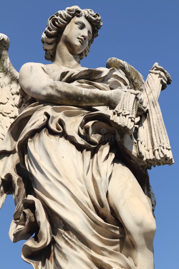 Statue on the Saint Angelo Bridge in Rome Stock Image - Image of robe ...