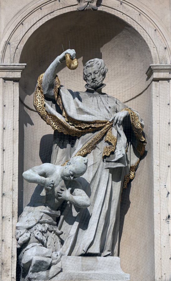 Statue of Saint on Baroque Jesuits Church in Vienna Stock Photo - Image ...