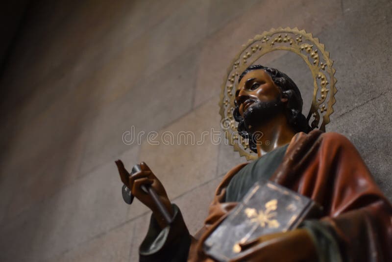Statue of a Saint, Holding the Bible Stock Photo - Image of culture ...