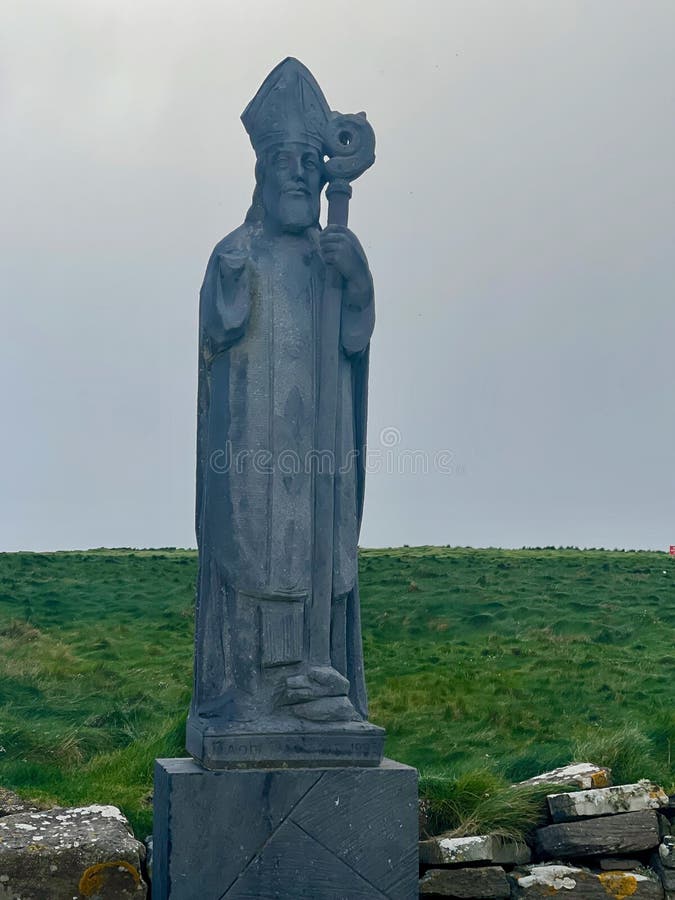 Statue of Saint Patrick at Down Patrick Head Stock Photo - Image of ...