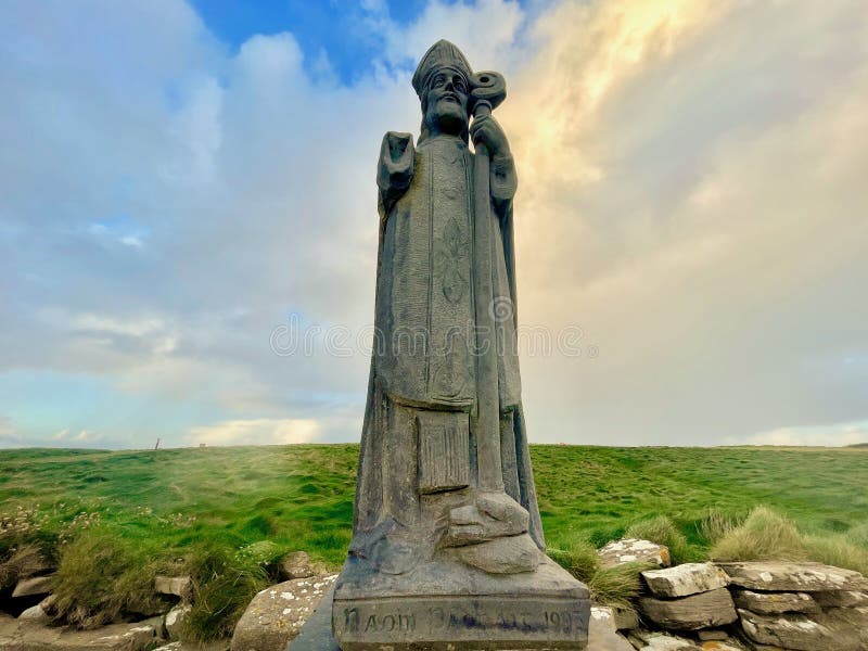 Statue of Saint Patrick at Down Patrick Head Stock Photo - Image of ...