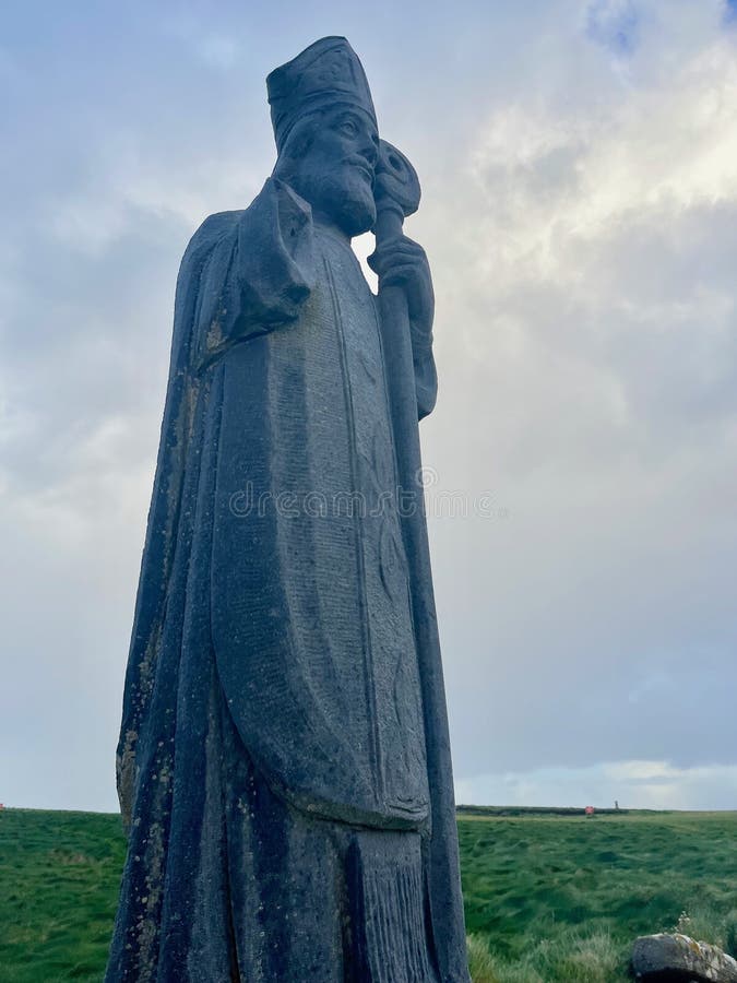 Statue of Saint Patrick at Down Patrick Head Stock Photo - Image of ...