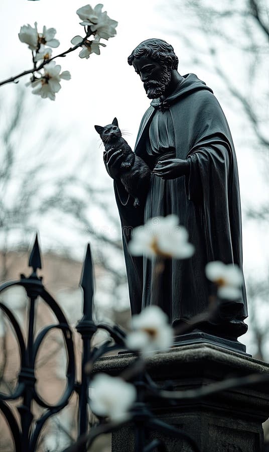 A Statue of Saint Peter and Cat Generative AI Stock Illustration ...