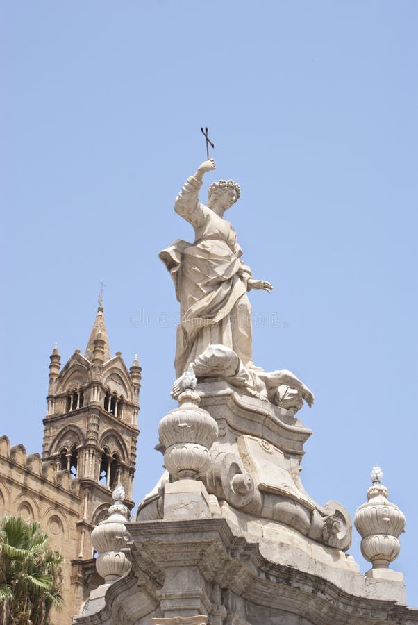 Statue of Santa Rosalia, Cathedral of Palermo Stock Image - Image of ...
