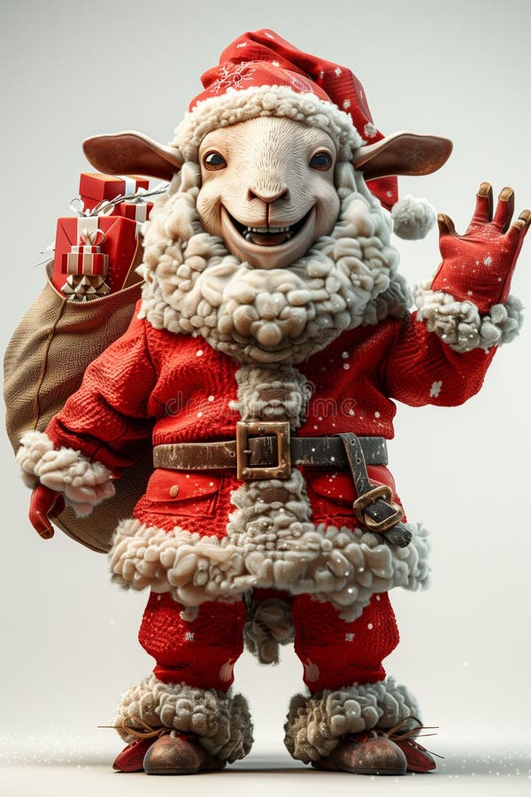 A Statue of a Sheep Dressed in a Festive Santa Claus Outfit Stock Image ...