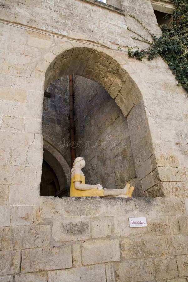 Statue on the Window, Ancient Town of Matera in Italy Stock Photo ...