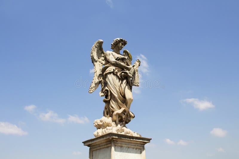 Statue with Sky Background at St. Angelo Bridge Stock Image - Image of ...