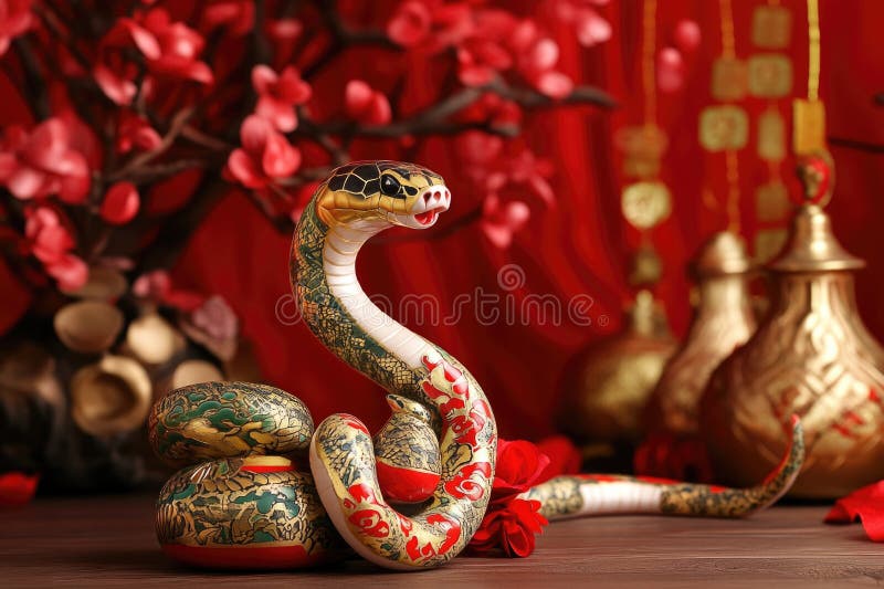 A Statue of a Snake Sits Atop a Table, Perfect for Decorative or ...