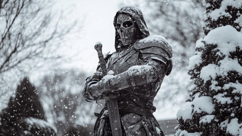 Statue in Snow stock image. Image of generated, calm - 376591389