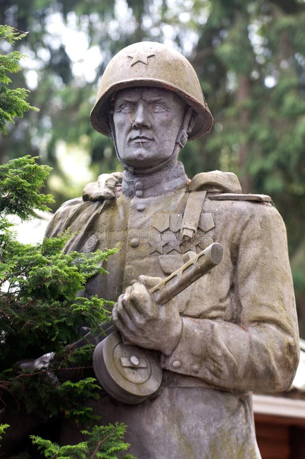 Statue of soviet soldier stock image. Image of warfare - 66935775