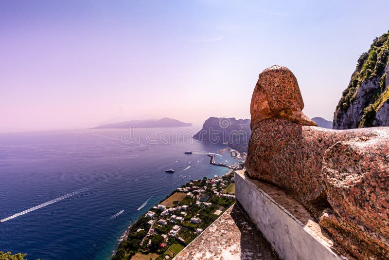 Statue of a Sphinx in Capri Island, Italy Stock Image - Image of ...