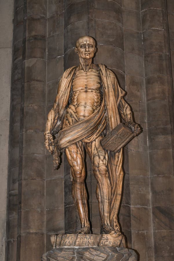 Statue of St. Bartholomew in Milano S Cathedral, Duomo, Italy Stock ...