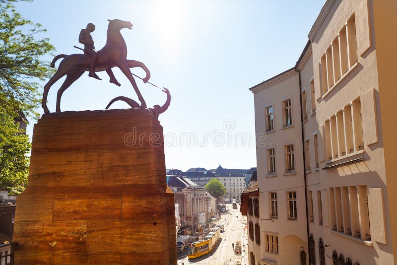 Statue of St. George Slaying the Dragon, Basel Stock Image - Image of ...