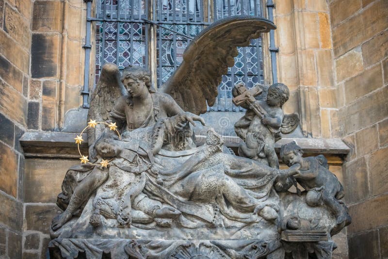Statue at St. Vitus Cathedral in Prague Stock Photo - Image of style ...