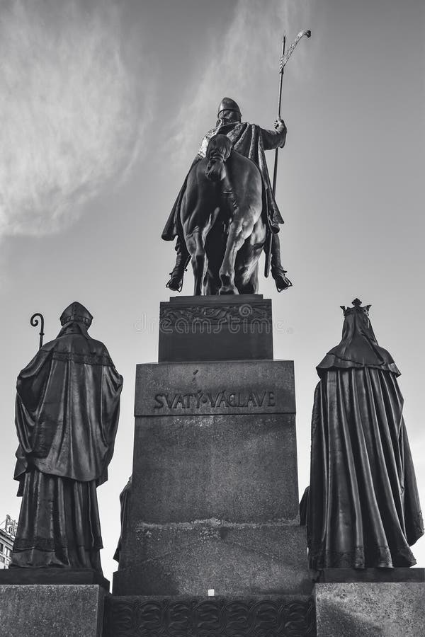 Statue of St Wenceslas at the Wenceslas Square Stock Photo - Image of ...