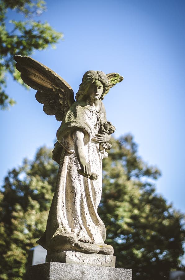 Statue of stone angel stock image. Image of culture - 195514089