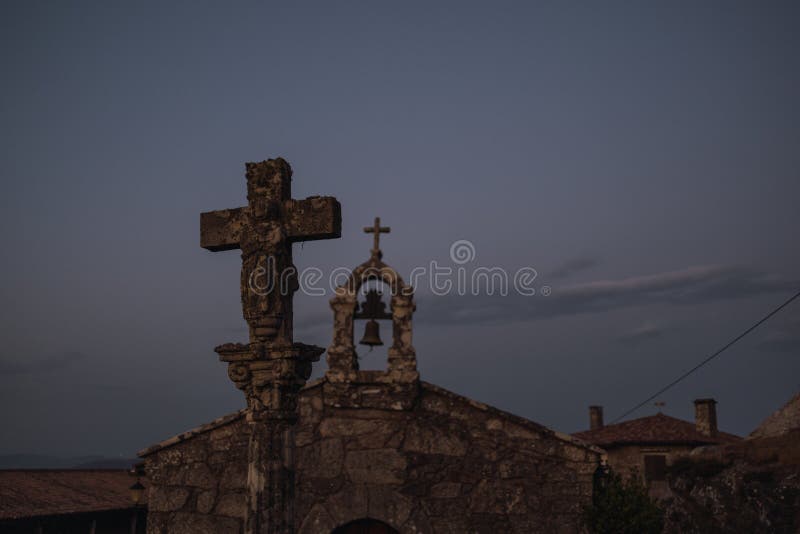 Statue of a Stone Cross on the Hill Stock Photo - Image of blue, stone ...