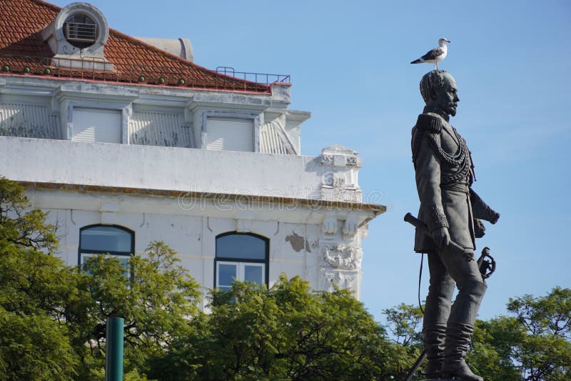 Statue on a Streets of Lisboa Stock Photo - Image of famous, municipal ...